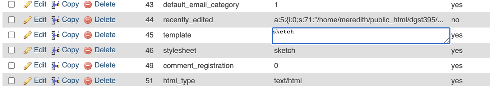 Changing WordPress Theme from Database – Reclaim Hosting