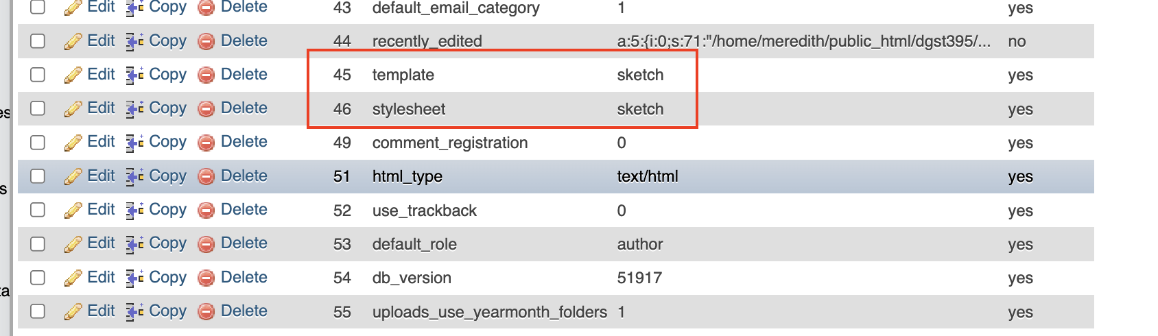 Changing WordPress Theme from Database – Reclaim Hosting
